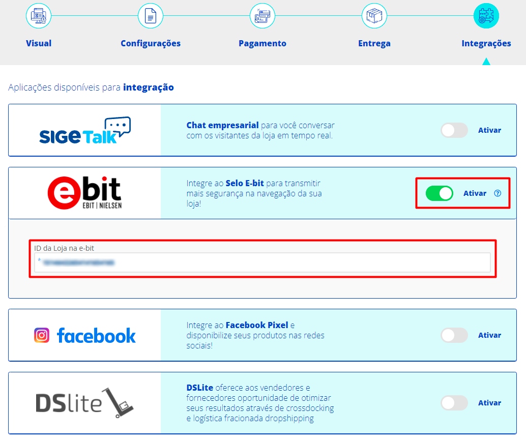 Como configurar o Ebit na SIGE Loja – Central de Ajuda | SIGE Cloud