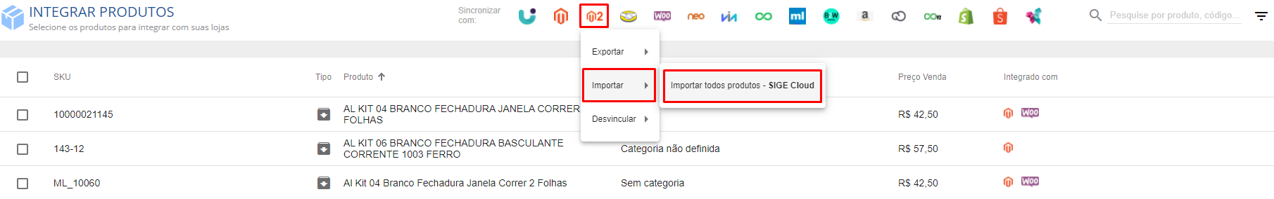Como importar e exportar os produtos do Magento 2 no SIGE Cloud – Central de Ajuda | SIGE Cloud