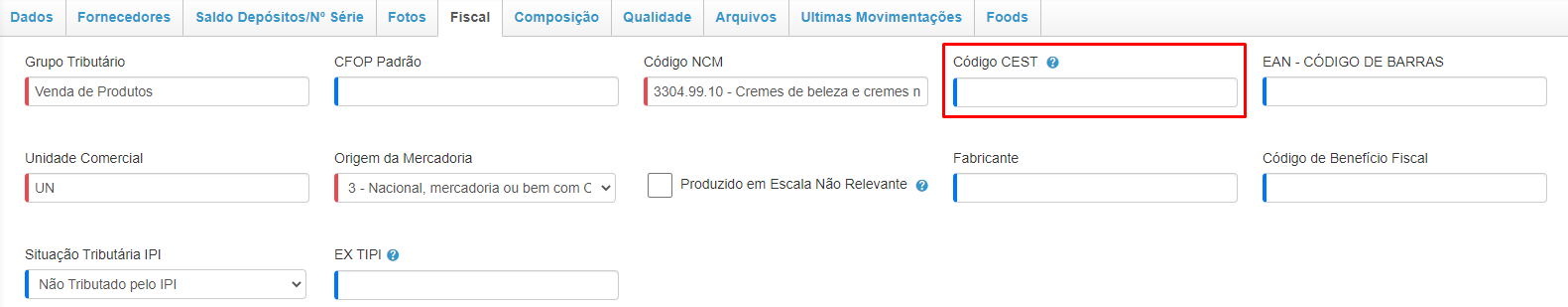 Como informar o código CEST no cadastro de produto no SIGE Cloud – Central de Ajuda | SIGE Cloud