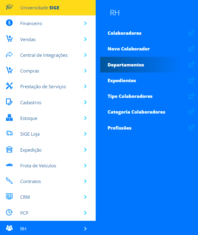 Como cadastrar os Departamentos de Colaboradores no SIGE Cloud – Central de Ajuda | SIGE Cloud