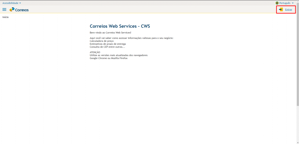 Como configurar Correios CWS - Central de Ajuda | SIGE Cloud