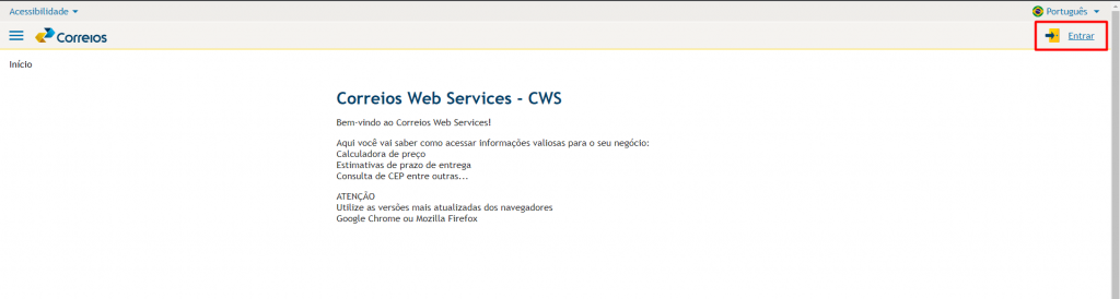 Como configurar Correios CWS no SIGE Cloud – Central de Ajuda | SIGE Cloud